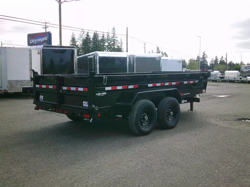 2026 PJ 7x14 14K Low Profile Dump with Tarp Kit / Spreader Gate / 7GA Floor / Support Legs ...