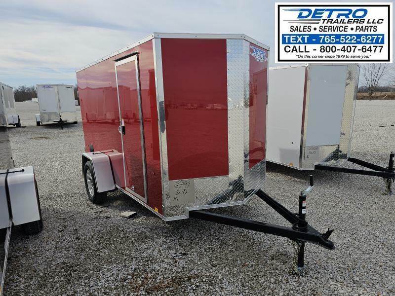 2025 BRIGHT RED Cargo Express EX DLX 5' x 10' 3K Ramp Door V-nose ...