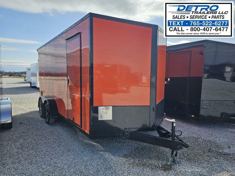 2025 ORANGE BLACK-OUT Cargo Express XL SE 7' x 16' 7K Ramp Door V-nose ...