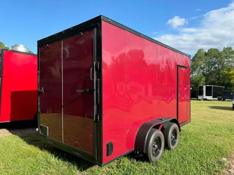 2026 STEEL PINES CARGO 7x14TA Burgundy Blackout Enclosed Trailer ...