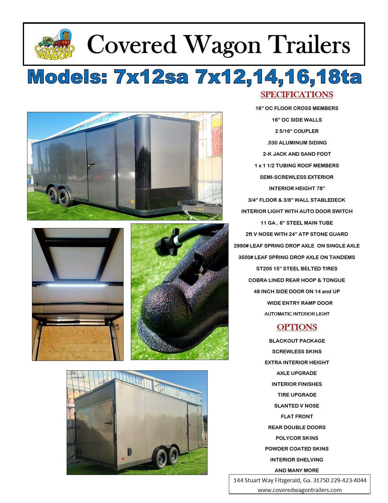 Enclosed Cargo Covered Wagons FITZGERALD, GA (229) 423-4044