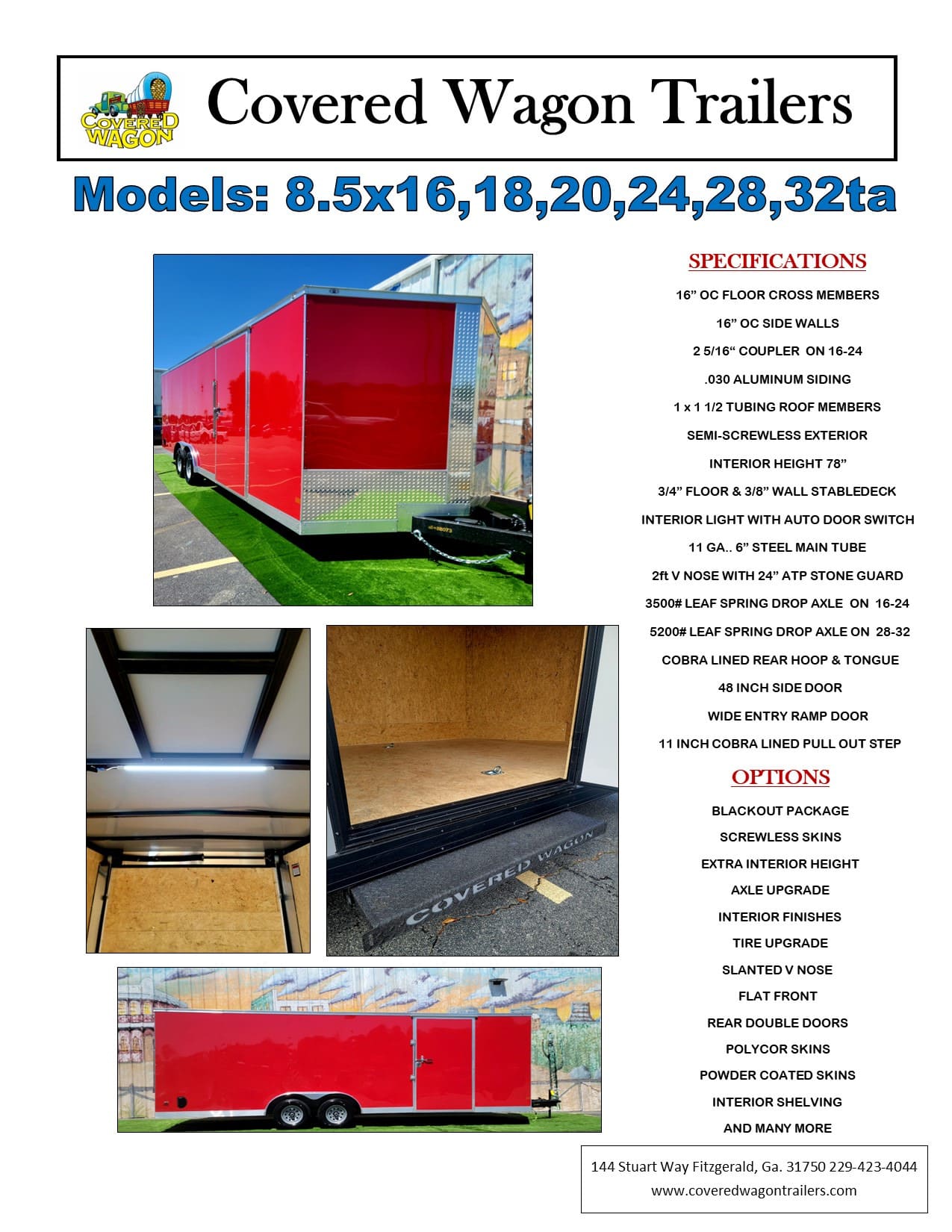 Enclosed Cargo Covered Wagons FITZGERALD, GA (229) 423-4044