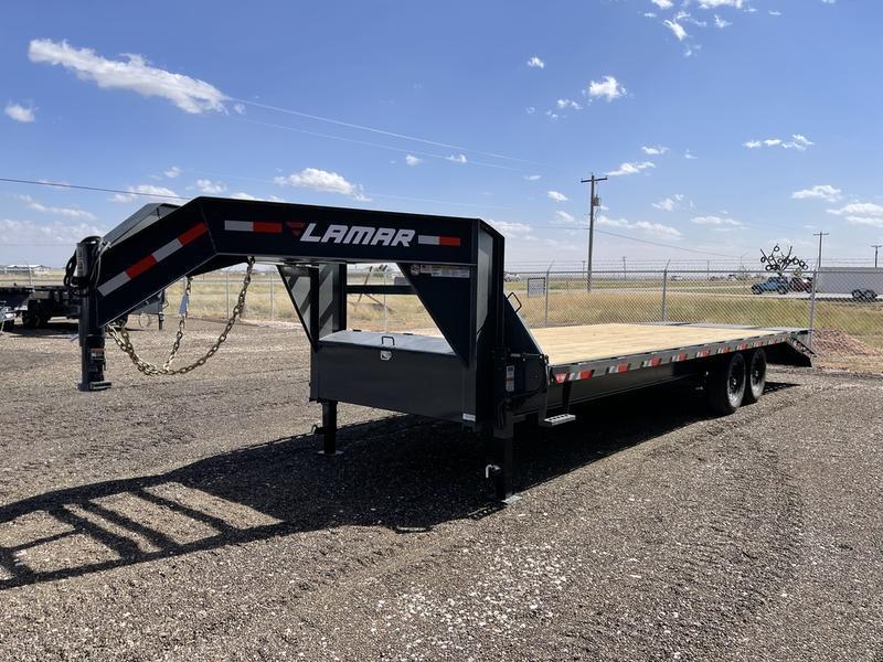 Lamar 102X25 (14K) Gooseneck Deck-Over w/ Flip Ramps and Center Pop-up ...