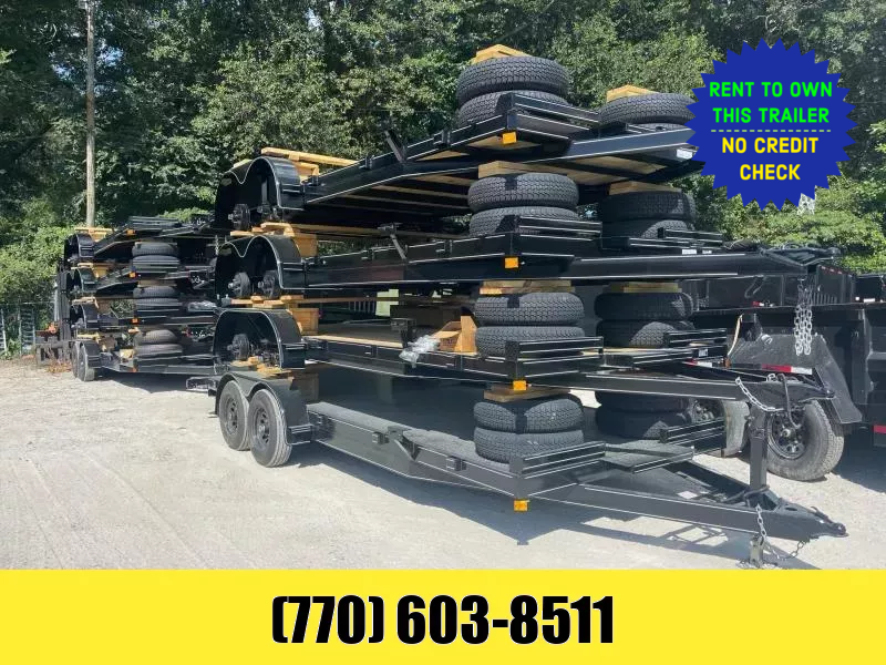 7X20 Wood Floor Car Hauler W/ 1 Axle Brake 5' Foot Slide in Ramps 2025 ...