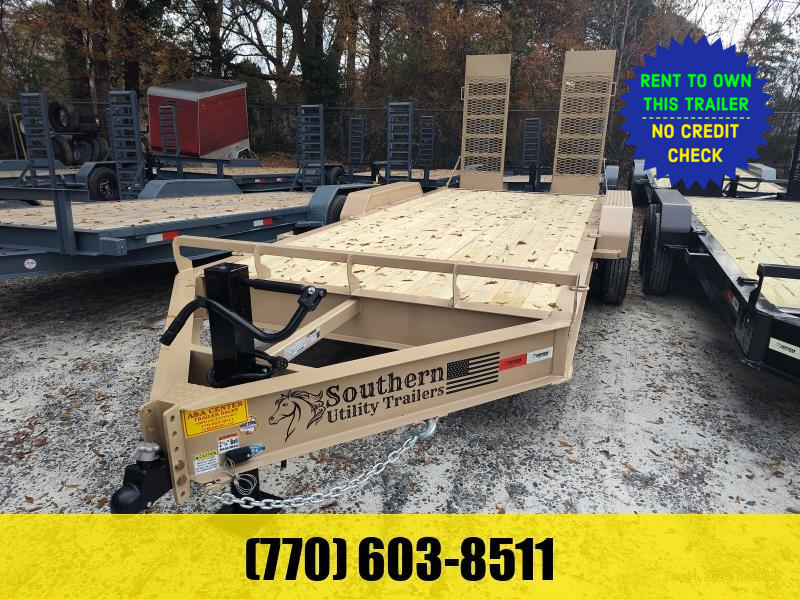7x18 Heavy Equipment Trailer 2-8000 LB Axles W/ 5 Foot Stand Up Ramps ...