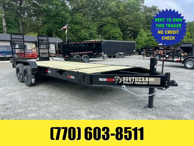 7x20 Heavy Equipment Trailer 2-8000 LB Axles W/ 5 Foot Stand Up Ramps ...