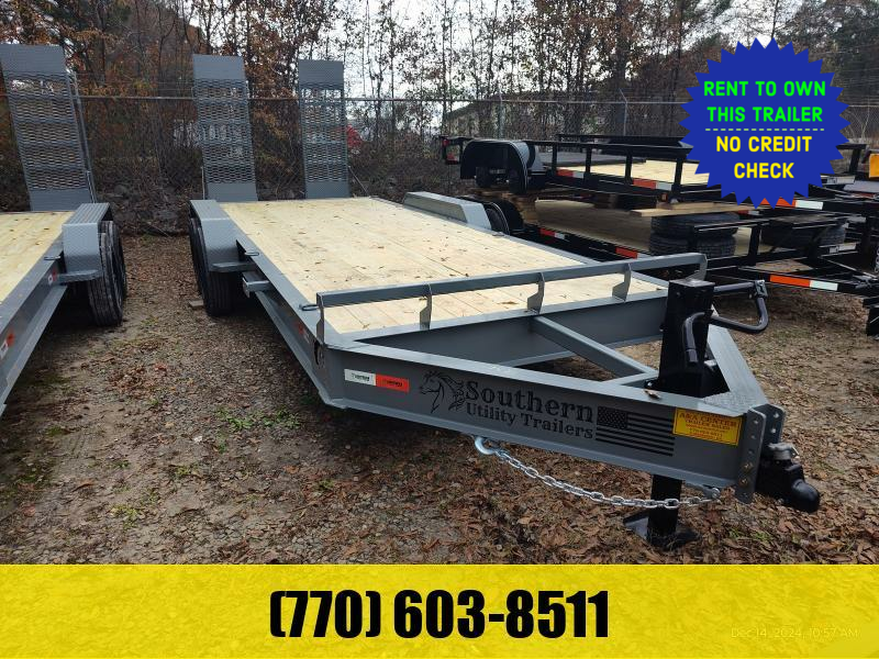 7x20 Heavy Equipment Trailer 2-8000 LB Axles W/ 5 Foot Stand Up Ramps ...
