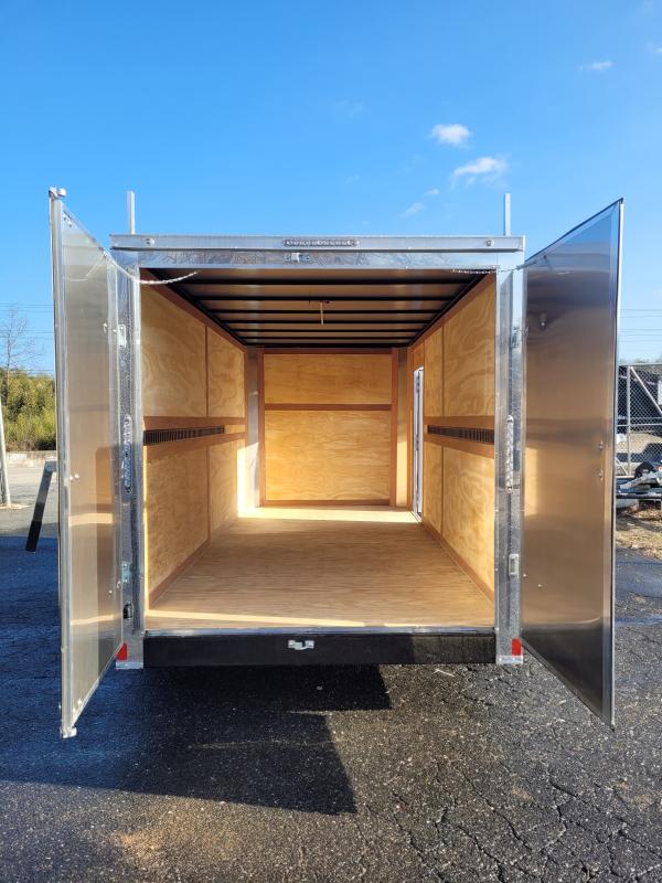 NationCraft 7' X 16' White Enclosed Trailer w/ Ladder Racks and E-Track ...